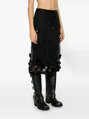 Viktor & Rolf Bead-embellished Midi Skirt - Black