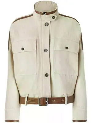 Pinko Belted Cropped Jacket - Neutrals