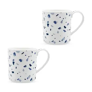 Twig New York Terrazzo Azzurro Mugs, Set Of 2 - Blue