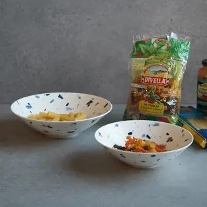 Twig New York Terrazzo Azzurro Soup/pasta Bowls, Set Of 2 - Blue