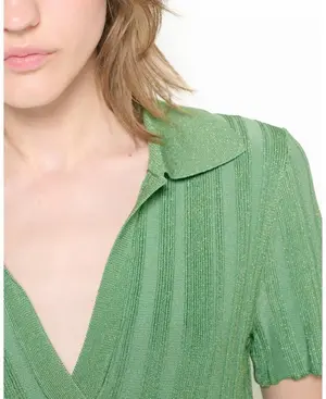 AS By DF Tilda Ribbed Lurex Polo Top