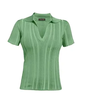 AS By DF Tilda Ribbed Lurex Polo Top