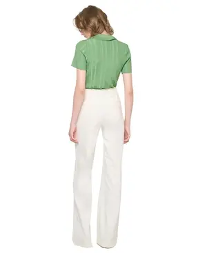 AS By DF Tilda Ribbed Lurex Polo Top