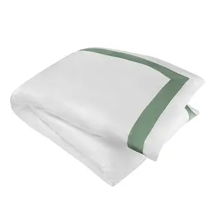 Gingerlily Ebury Silk Duvet Cover, Queen - White/green