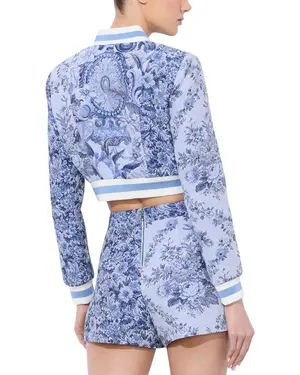Alice + Olivia Barton Cropped Varsity Jacket