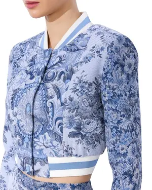 Alice + Olivia Barton Cropped Varsity Jacket
