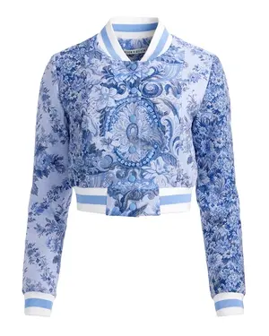 Alice + Olivia Barton Cropped Varsity Jacket