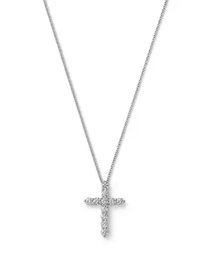 Bloomingdale'S 14k Gold Diamond Cross Pendant Necklace - White