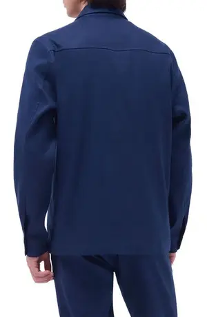 Bugatchi Linen & Cotton Stretch Shirt Jacket - Navy