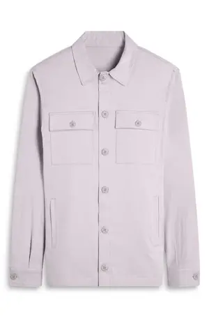 Bugatchi Linen & Cotton Stretch Shirt Jacket - Stone