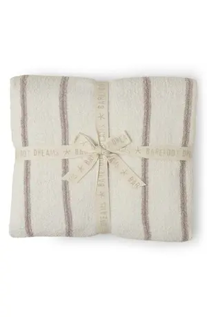 Barefoot Dreams Cozychic™ Pinstripe Bed Blanket - Pearl/ Taupe