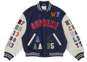Supreme Praises Varsity Jacket - Navy Blue