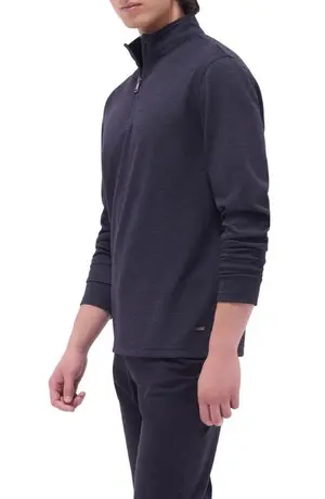 Bugatchi Quarter Zip Performance Pullover - Black