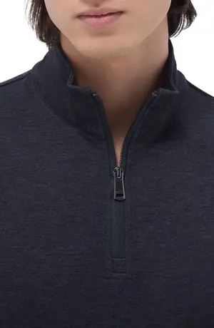 Bugatchi Quarter Zip Performance Pullover - Black
