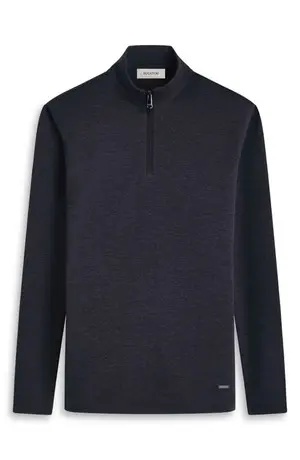 Bugatchi Quarter Zip Performance Pullover - Black