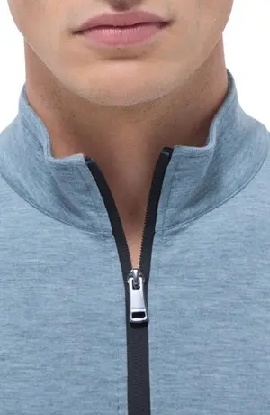 Bugatchi Quarter Zip Performance Pullover - Shark