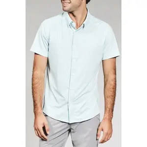 7 Diamonds Riley Floral Short Sleeve Performance Button-up Shirt Mint