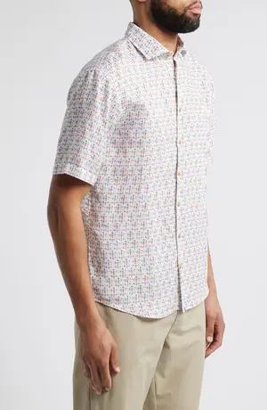 Johnnie-o 5 O'clock Somewhere Short Sleeve Linen & Lyocell Button-up Shirt