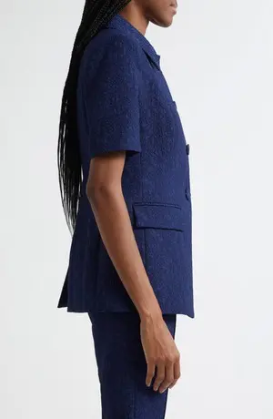 Veronica Beard Bodie Embroidered Dickey Jacket - Navy