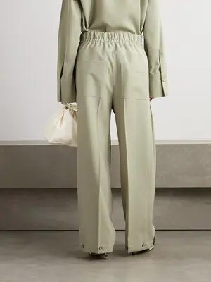 JIL SANDER Pleated Wide-leg Wool-twill Pants - Green