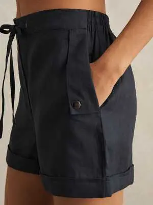 REISS Cara Linen Shorts