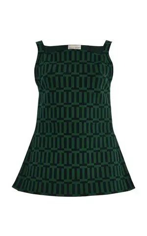 HIGH SPORT Asher Geo-jacquard Apron Top - Green