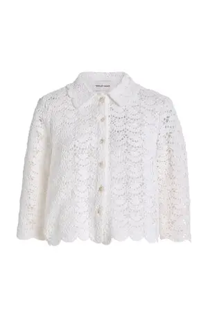 MARLIES GRACE Rosamund Crocheted Cotton Jacket - White