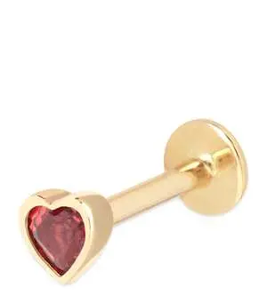 ASTRID & MIYU Garnet Heart Single Stud Earring - Gold