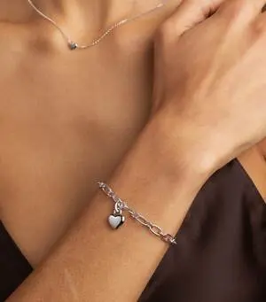 ASTRID & MIYU Rhodium-plated Heart Charm