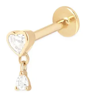 ASTRID & MIYU Topaz Heart Charm Single Stud Earring - Gold