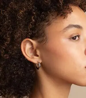 ASTRID & MIYU Medium Rhodium-plated Dome Hoop Earrings