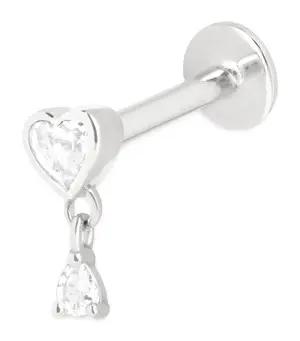 ASTRID & MIYU White Gold And Topaz Heart Charm Single Stud Earring - Silver
