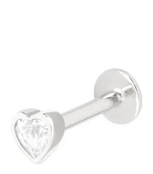 ASTRID & MIYU White Gold And Topaz Heart Stud Earring - Silver
