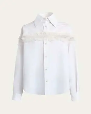 Alexander McQueen Ruffle-inset Button-down Blouse