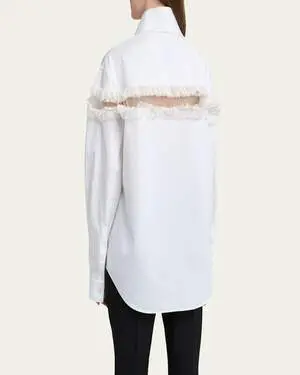 Alexander McQueen Ruffle-inset Button-down Blouse