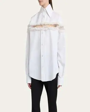 Alexander McQueen Ruffle-inset Button-down Blouse