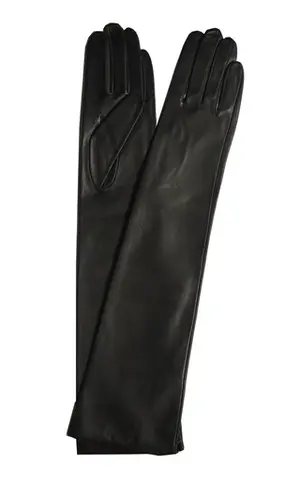 PAULA ROWAN Montserrat 12bt Long Leather Gloves - Black
