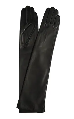 PAULA ROWAN Montserrat 12bt Long Leather Gloves - Black