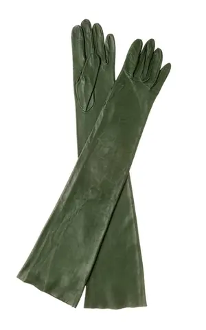 PAULA ROWAN Paula Rowan Montserrat 12BT Long Leather Gloves Dark Green