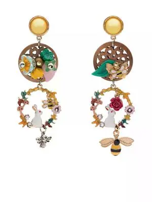 AMIR SLAMA Bunny-bee Motif Drop Earrings - Yellow