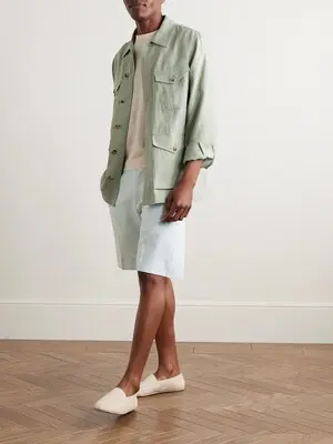 Zegna Straight-leg Linen Shorts - Blue