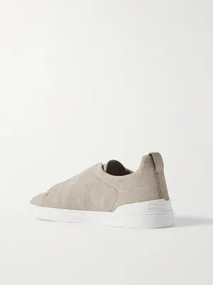Zegna Triple Stitch™ Linen-canvas Slip-on Sneakers