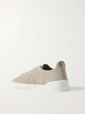 Zegna Triple Stitch™ Linen-canvas Slip-on Sneakers