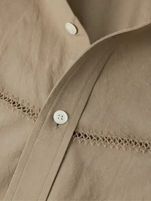 SMALL TALK Crochet-trimmed Cotton-poplin Shirt