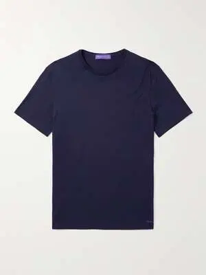 Ralph Lauren Purple Label Ralph Lauren Purple Label - Logo-Embroidered Cotton-Lisle T-Shirt - Men - Blue - XS Navy