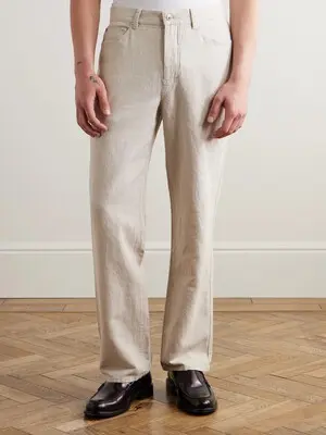 Mr P. Edward Straight-leg Linen And Cotton-blend Trousers - Neutrals