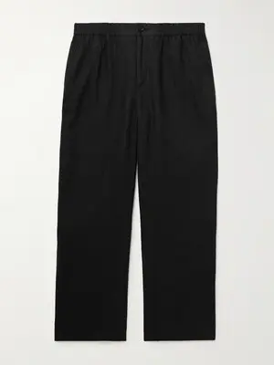 Mr P. Arthur Wide-leg Linen Trousers - Black