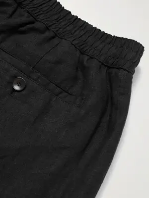 Mr P. Arthur Wide-leg Linen Trousers - Black