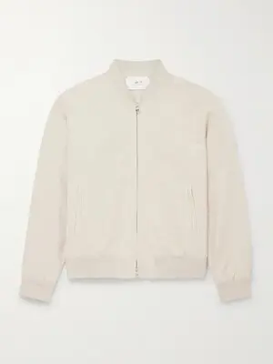 Mr P. Linen And Cotton-blend Bomber Jacket - Neutrals