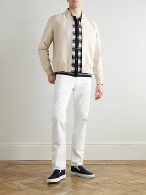 Mr P. Linen And Cotton-blend Bomber Jacket - Neutrals